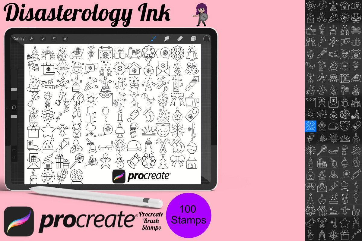 Christmas Clipart Icons Set 1, a Brush Add-On by Disasterology Ink