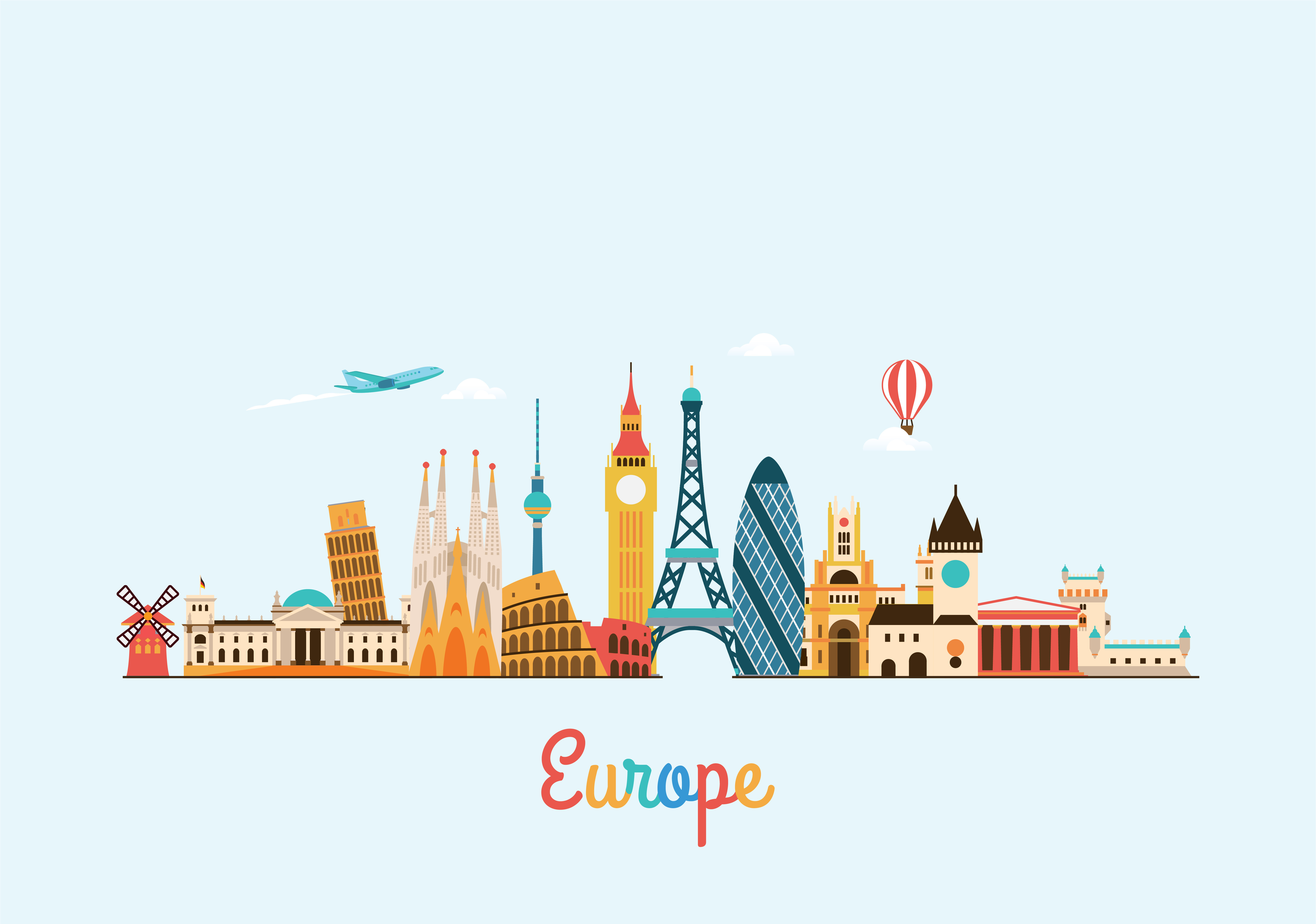 Europe skyline, an Illustration by GlebTagirov