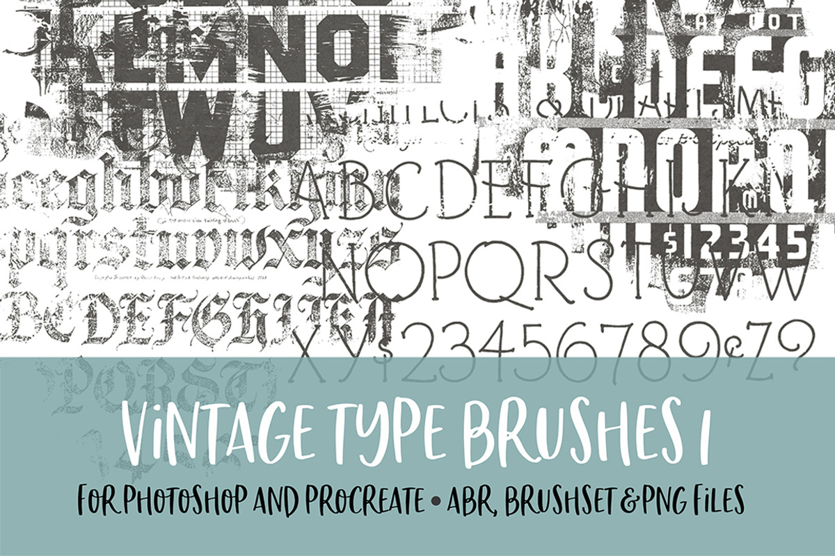 Vintage Type 1 Brush for PS/PRO, a Brush Add-On by Polka Dot Pixels