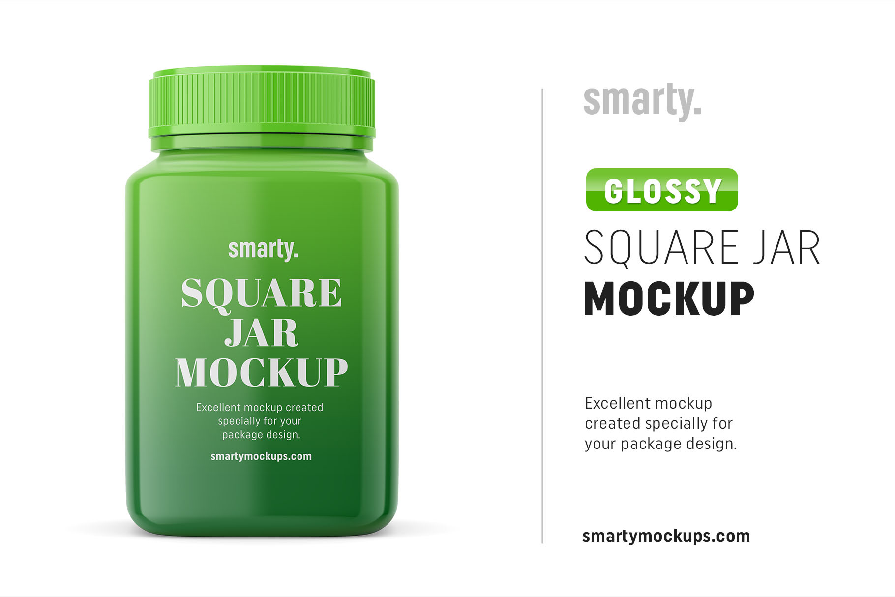 Glossy square jar mockup, a Packaging Mockup by Smarty Mockups