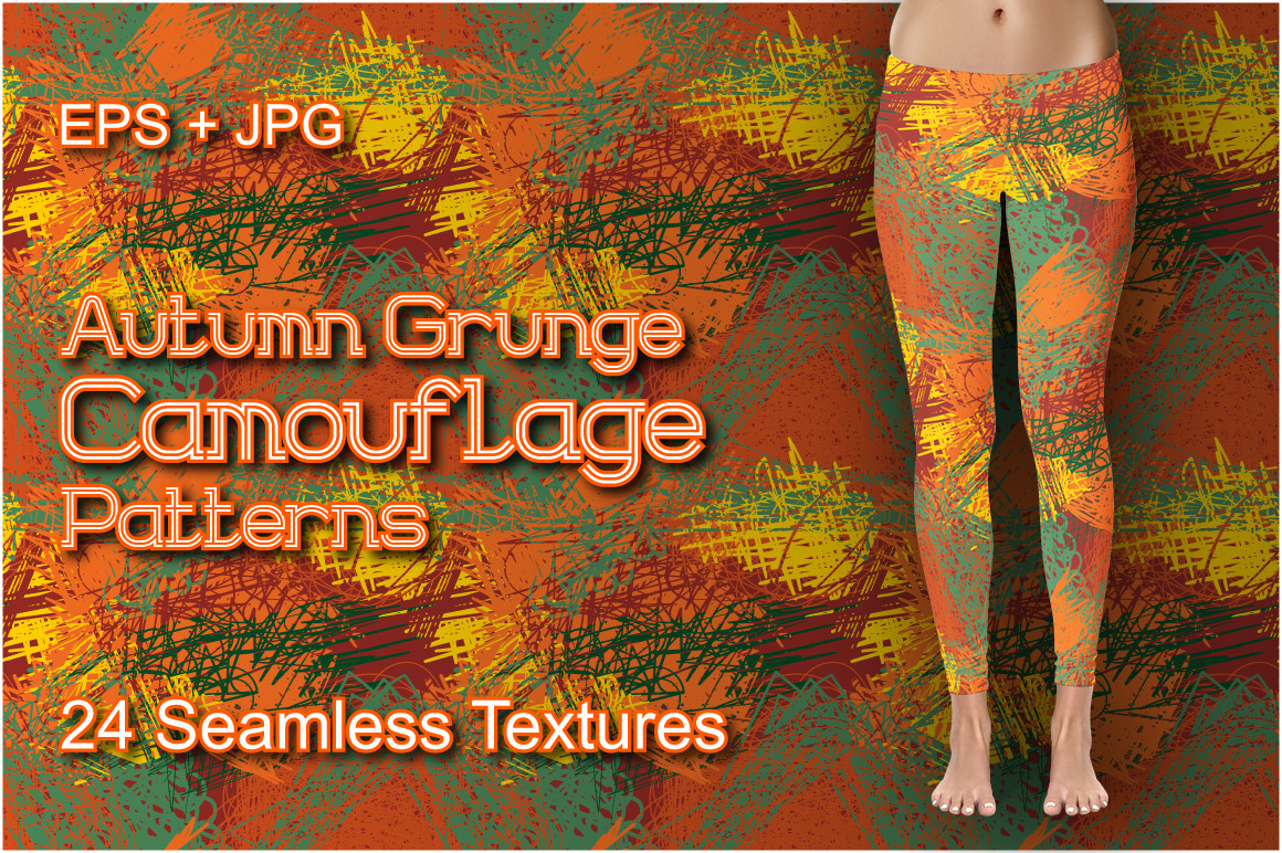 24 Autumn Grunge Camo Patterns, a Texture Graphic by Guten Tag Vector