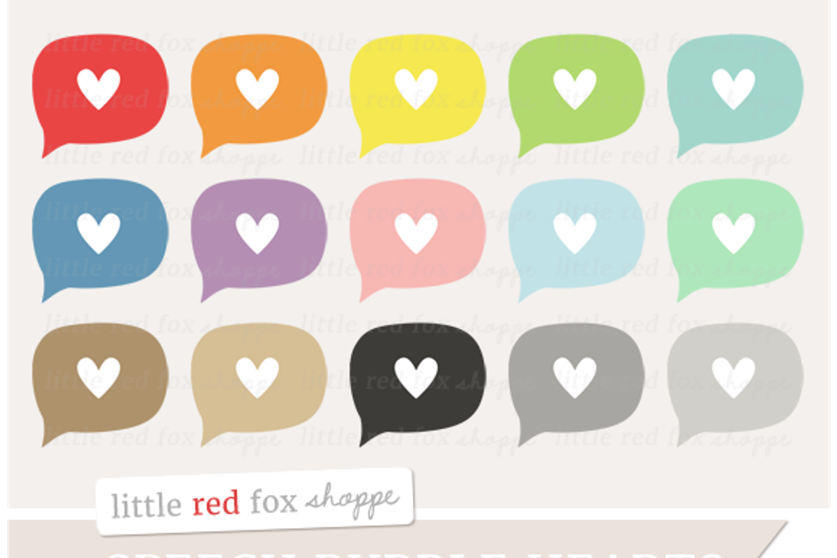 Heart Speech Bubble Clipart, an Illustration by Little Red Fox Shoppe