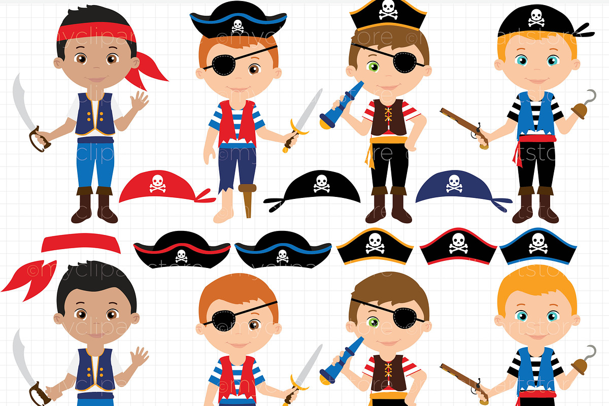 Boy Pirates - Vector Clipart, an Object Illustration by MyClipArtStore