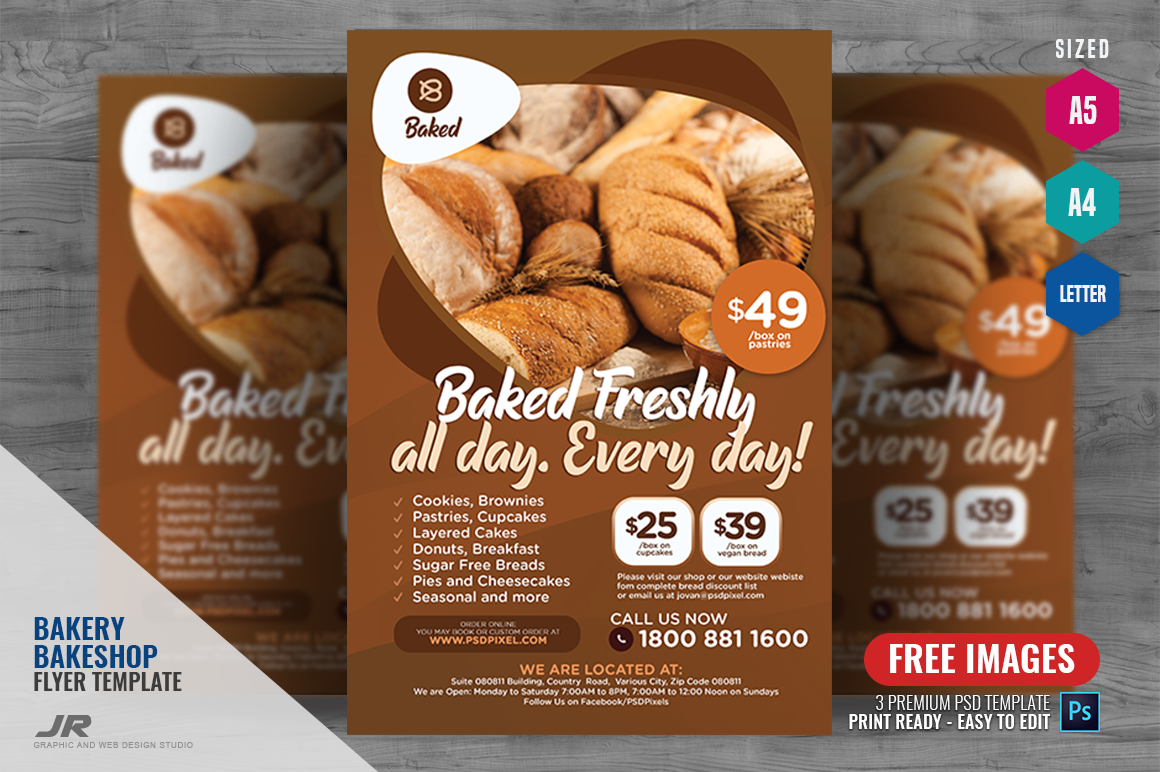 Bread and Pasty Flyer, a Flyer Template by PSDPixel