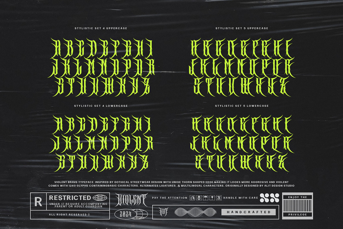 Violent Brave Brutalism Typeface, a Blackletter Font by alit design