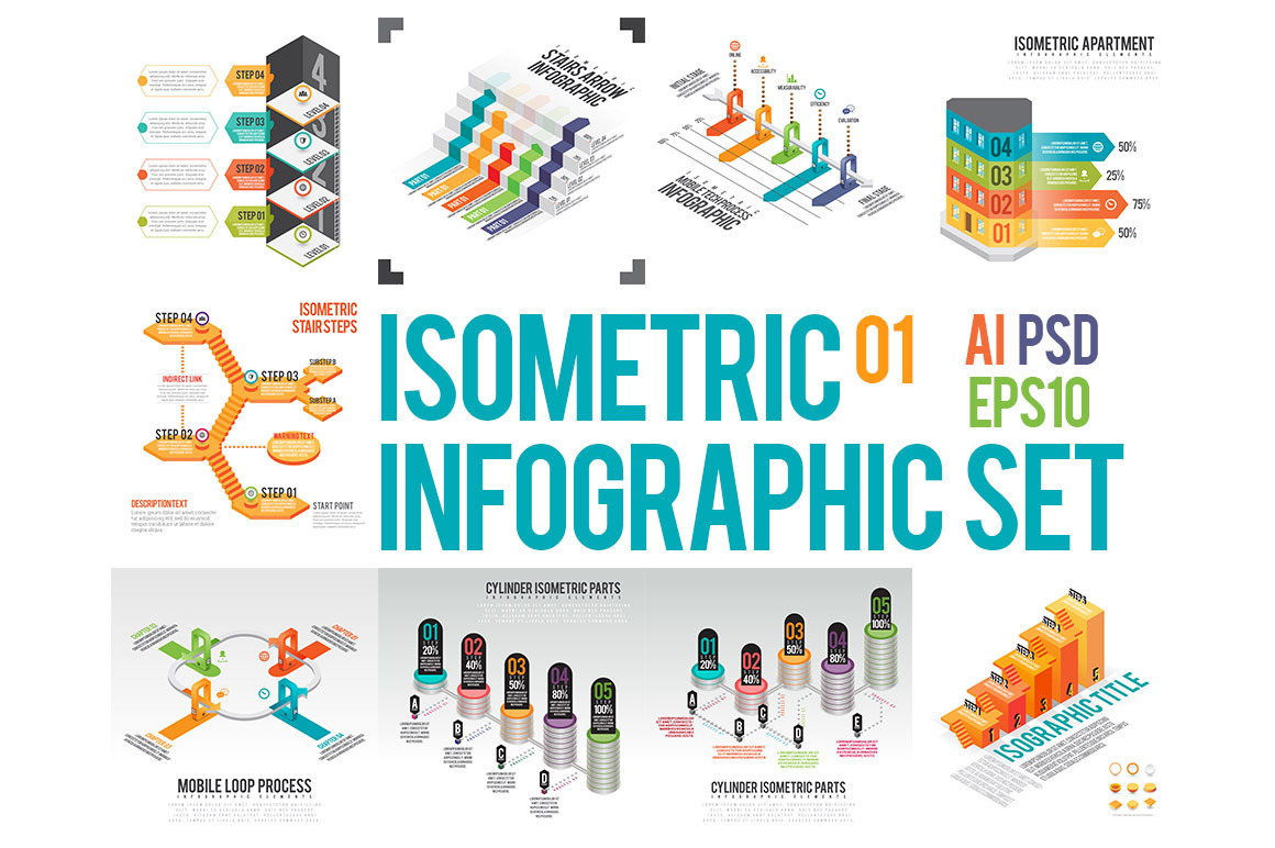 Isometric Infographic Set 01, a Technology Illustration by h.utomo