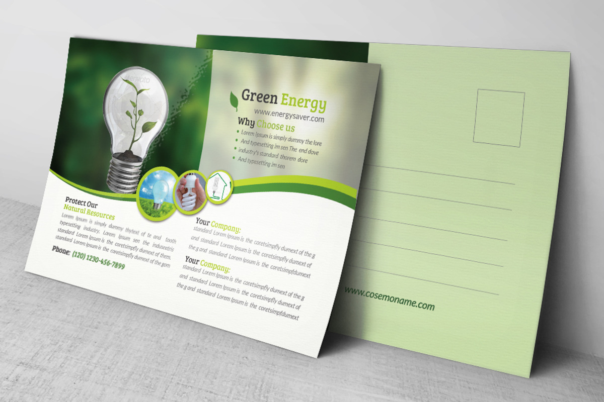 Green Energy Postcard Template, a Card Template by Psd Templates