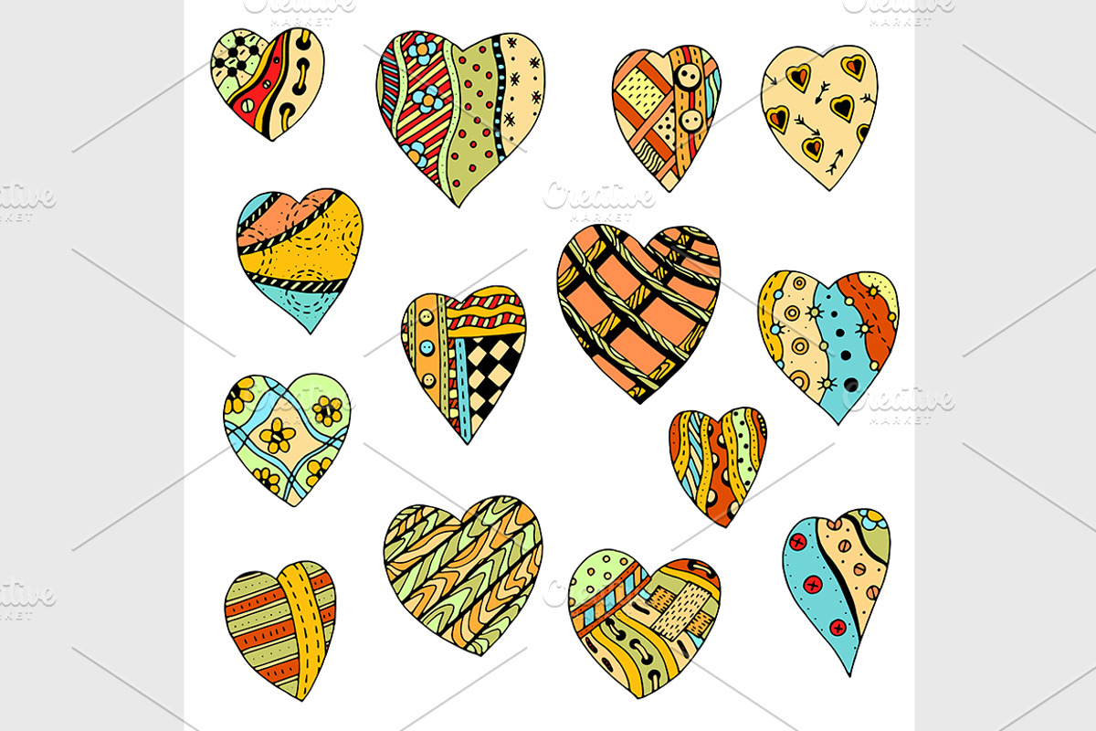 Set colored hearts, a Decorative Illustration by IllustrationArtShop