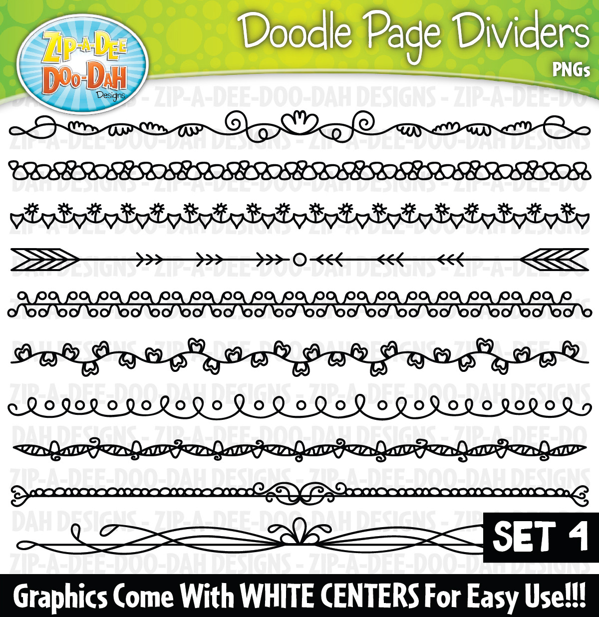 Doodle Page Divider Clipart Set 4, an Illustration by Zip-A-Dee-Doo-Dah ...