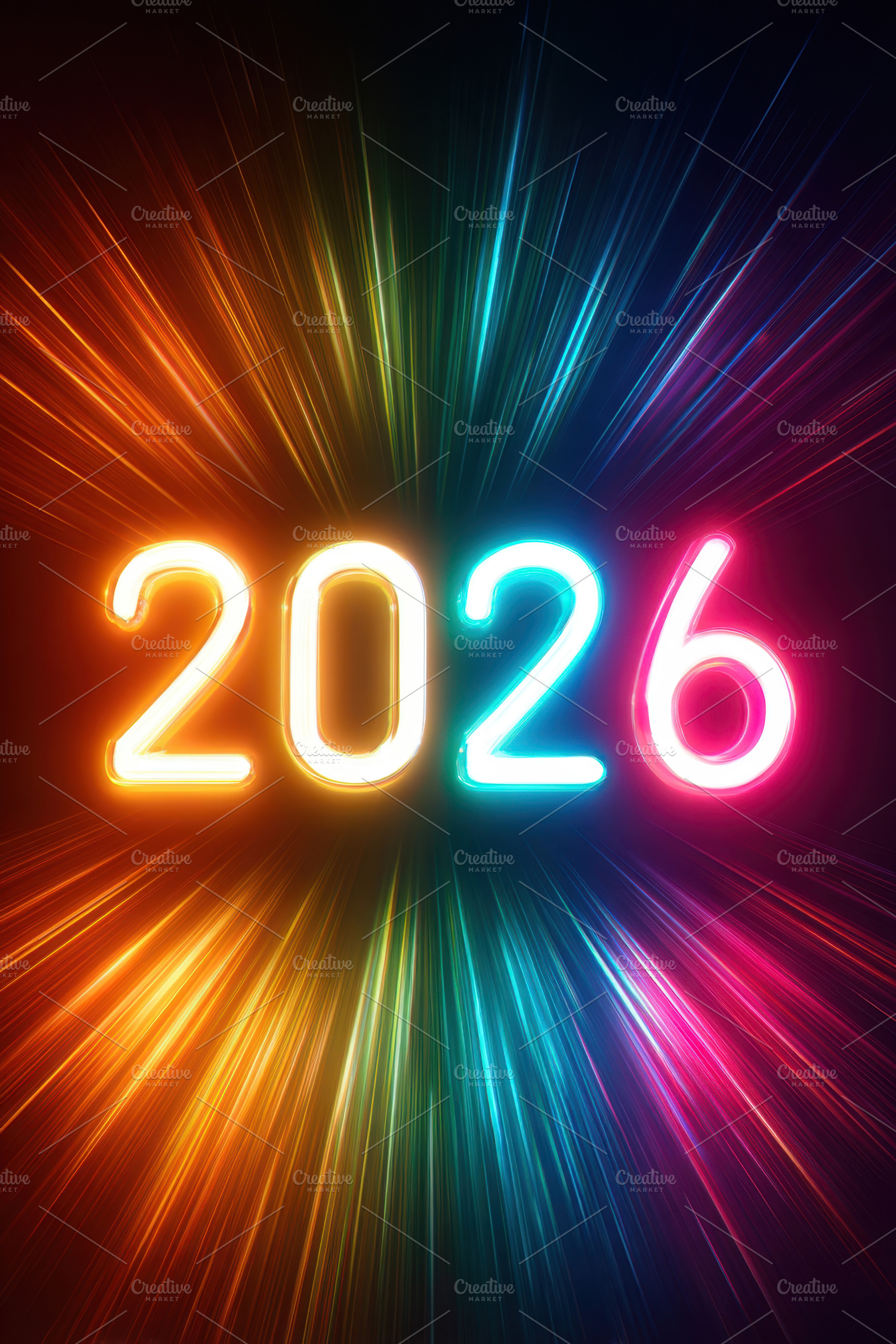 Vibrant Neon 2026 Illustration, a Background Photo by AlyaAnd