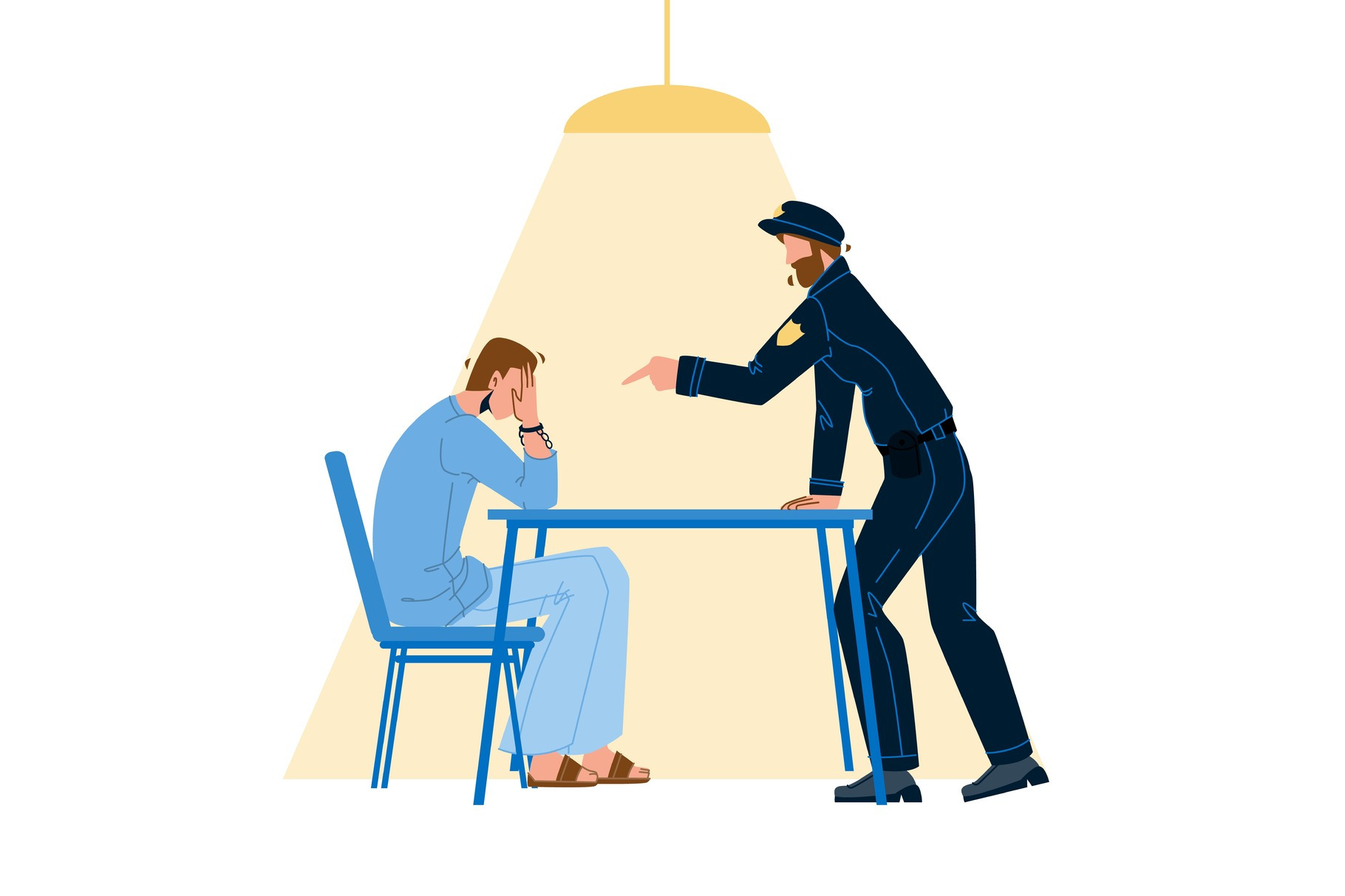 Policeman Interrogation Criminal, a Person Illustration by pikepicture