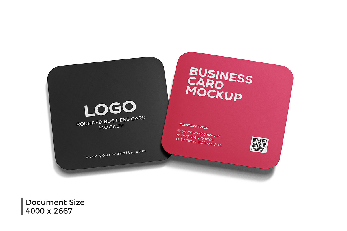 Rounded Square Name Card Mockup, an Advertising Mockup by RamStudio2