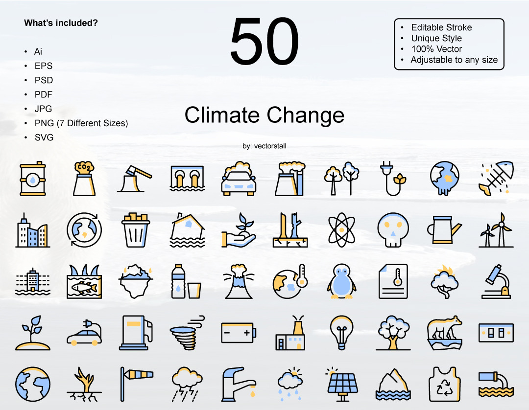 Climate Change, an Outline Icon by Vector Stall