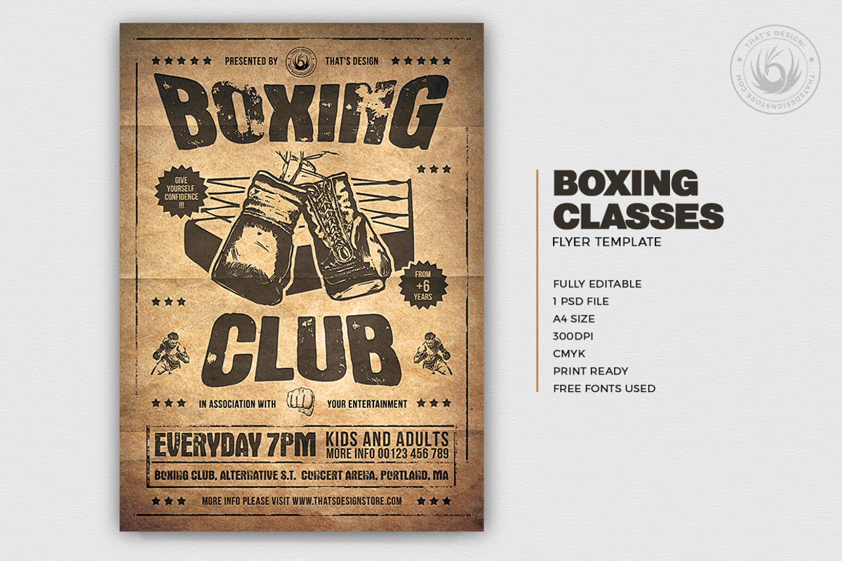 Boxing Classes Flyer Template V2, a Flyer Template by ThatsDesign Art