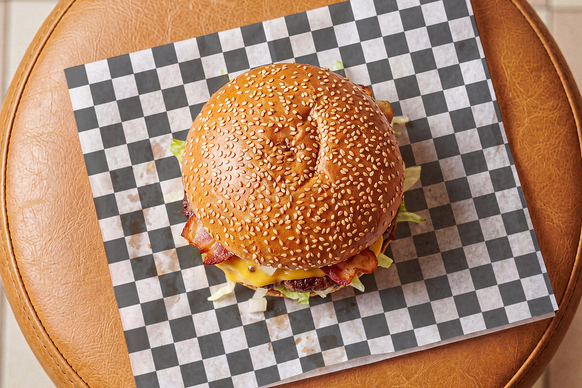 Burger Wrapping Paper Mockup, a Packaging Mockup by Designer Dude