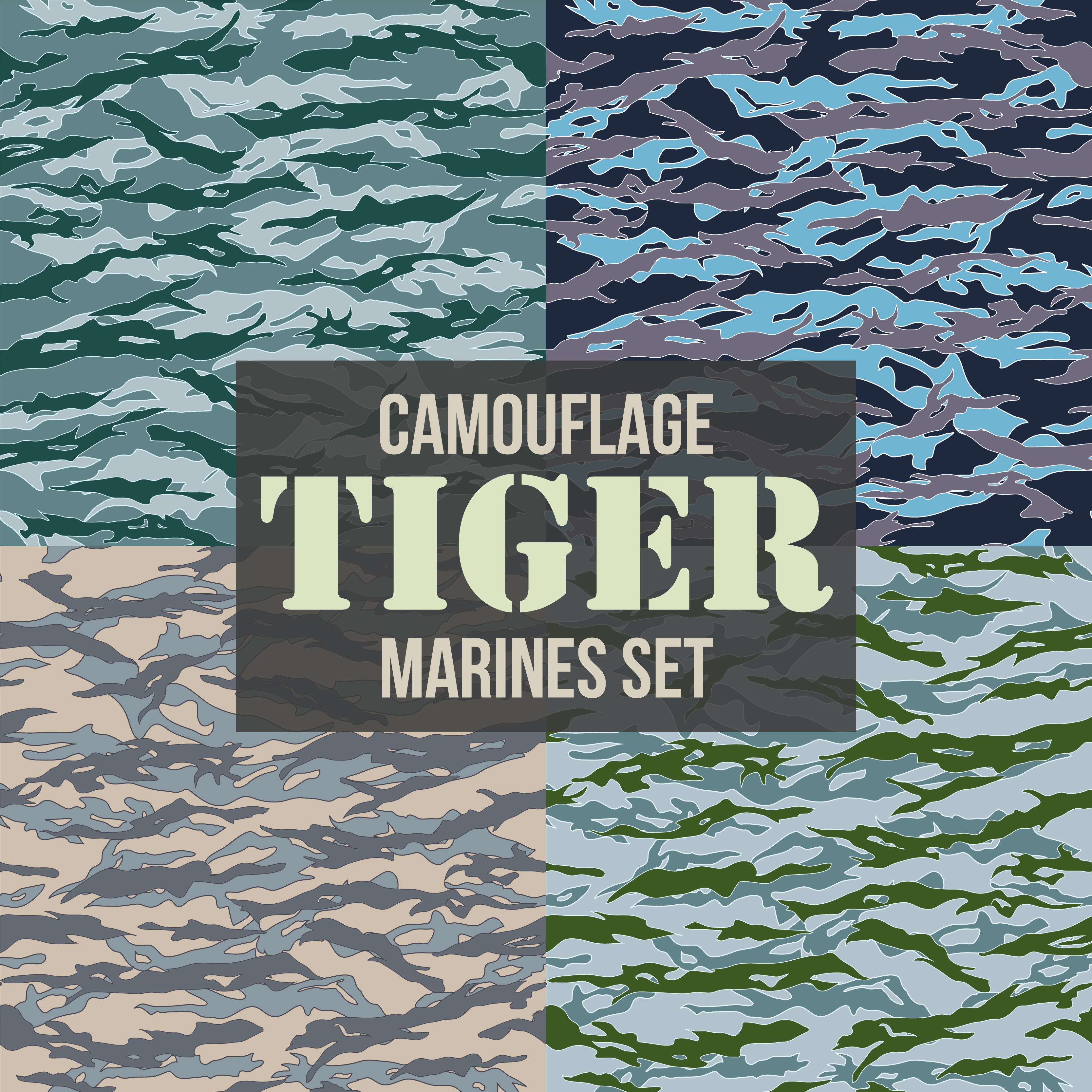 Tiger Marines Camouflage Pattern Set, a Pattern Graphic by Vitamin ...