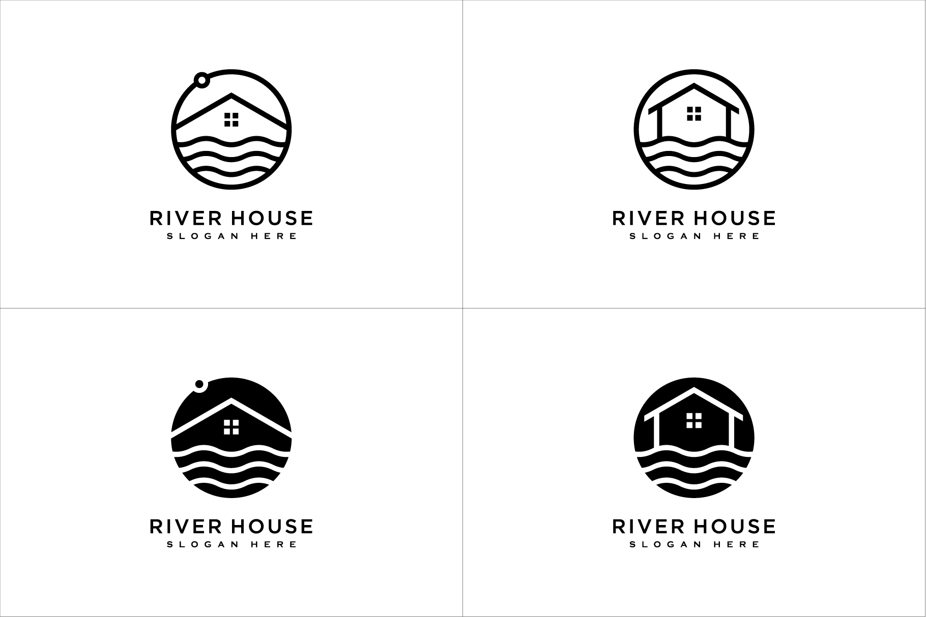 house with river logo design, a Branding & Logo Template by quadrazo ...