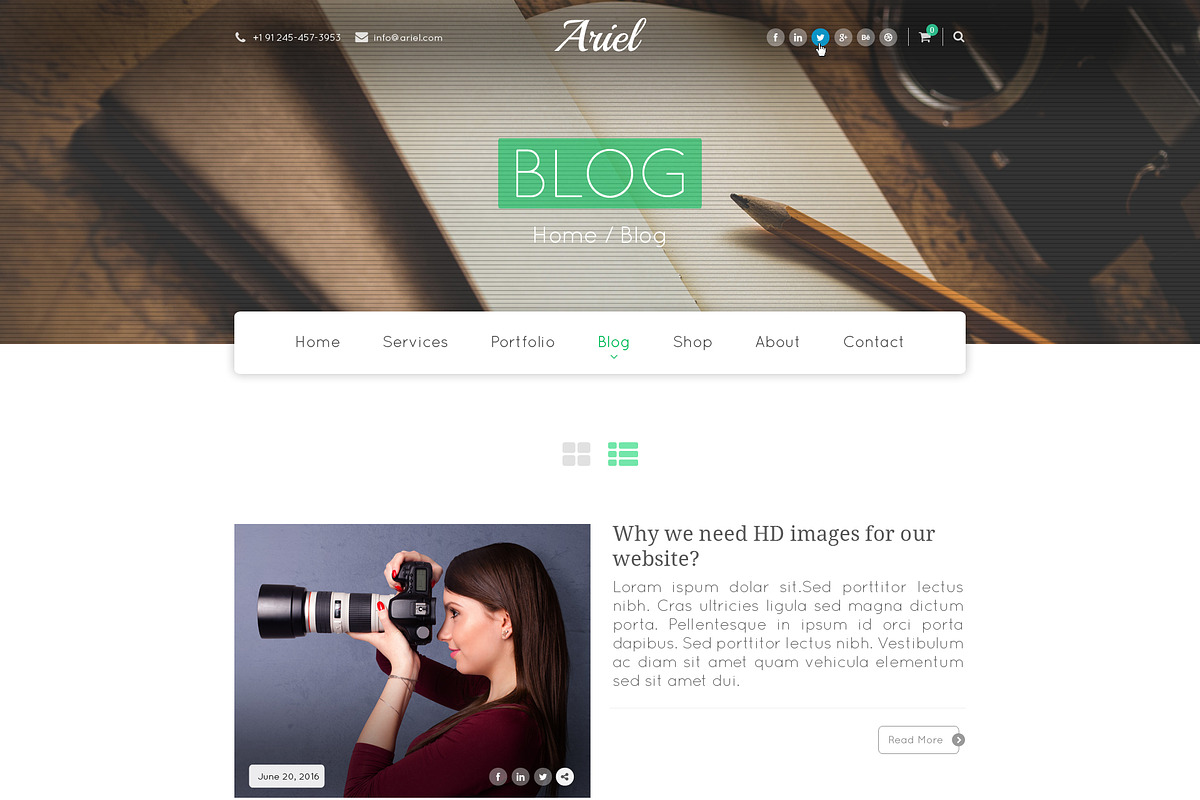 Ariel - Website PSD Template, a Websites & App Template by Holiday Designs