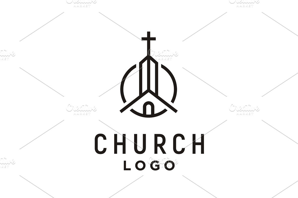 Church Building & Cross Tower Logo