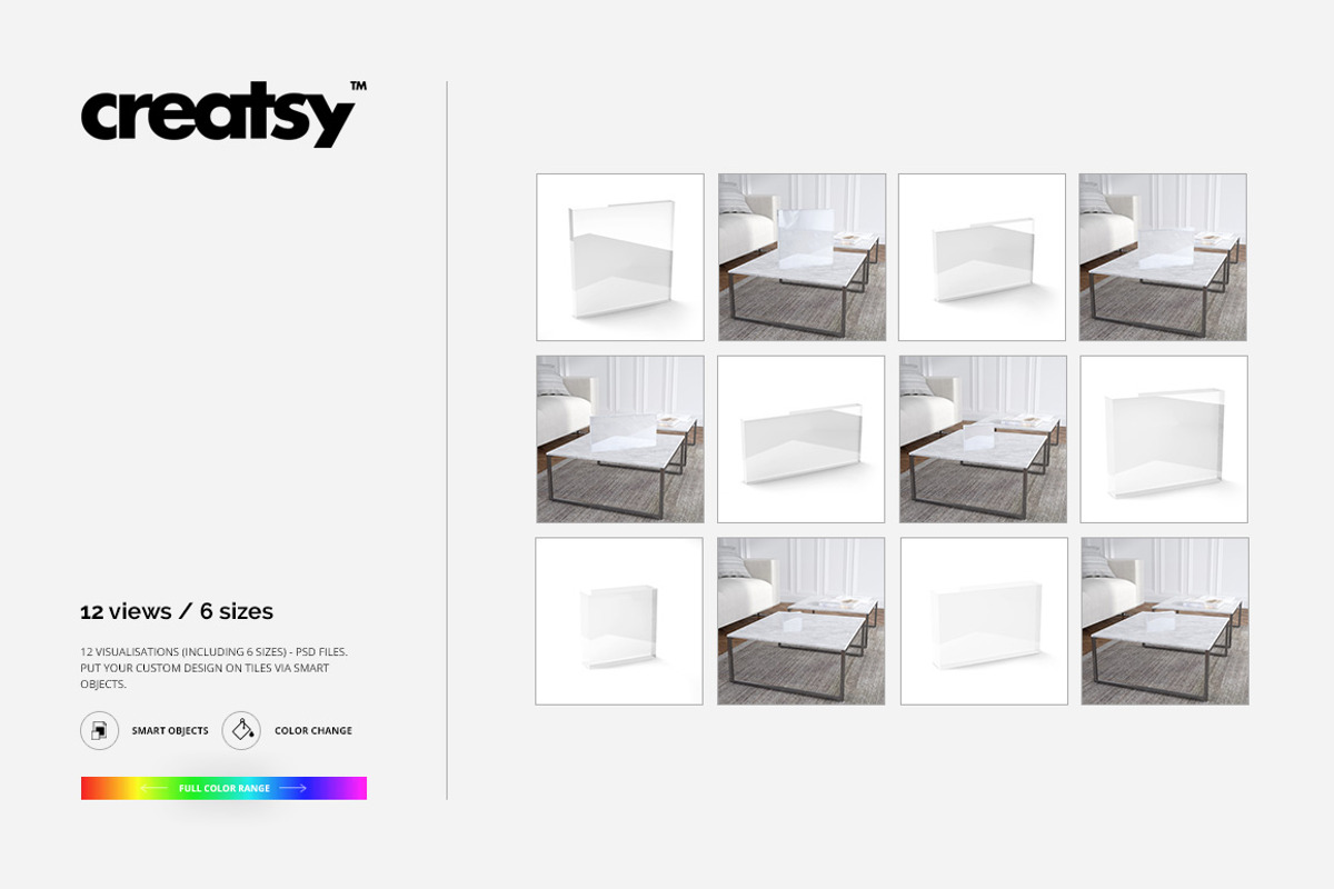 Acrylic Freestanding Tile Mockup Set, a Product Mockup by creatsy2