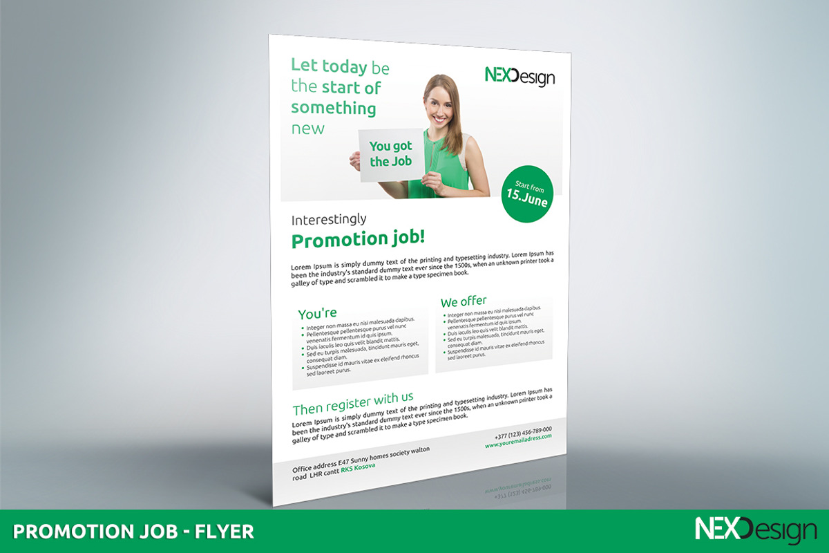 Flyer for Promotion job nex, a Flyer Template by UNIK Agency
