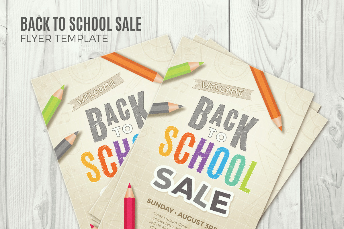 Back To School SALE Flyer Template, a Flyer Template by Vector Kitchen ...