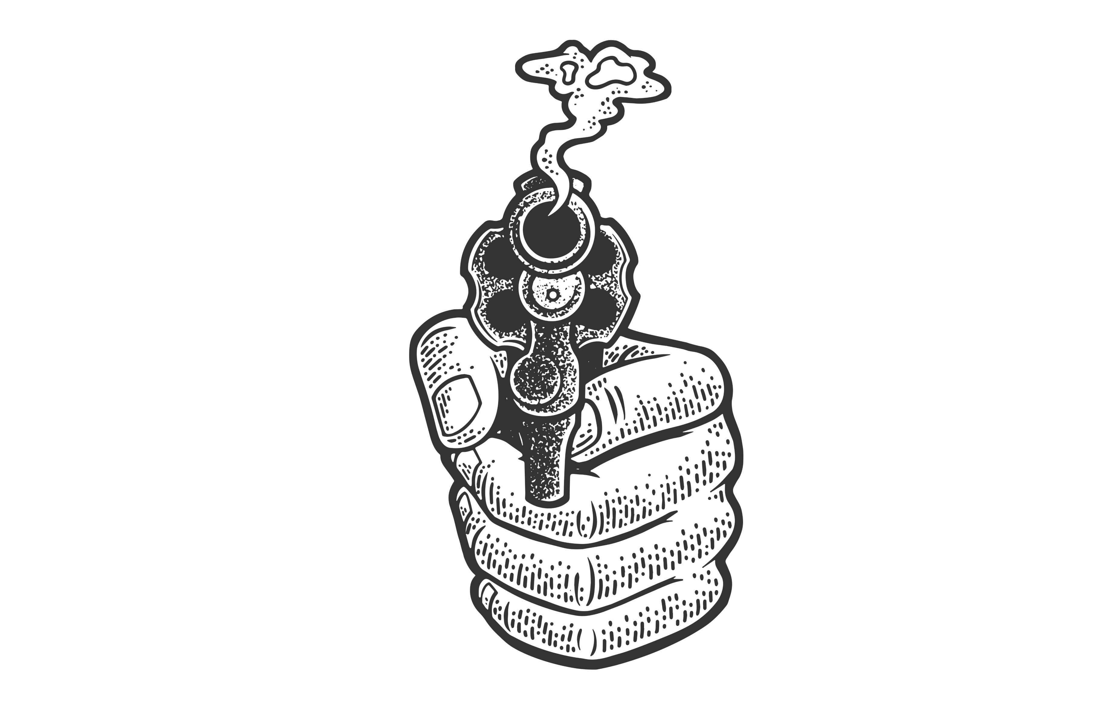smoking revolver in hand vector | Graphic Objects ~ Creative Market