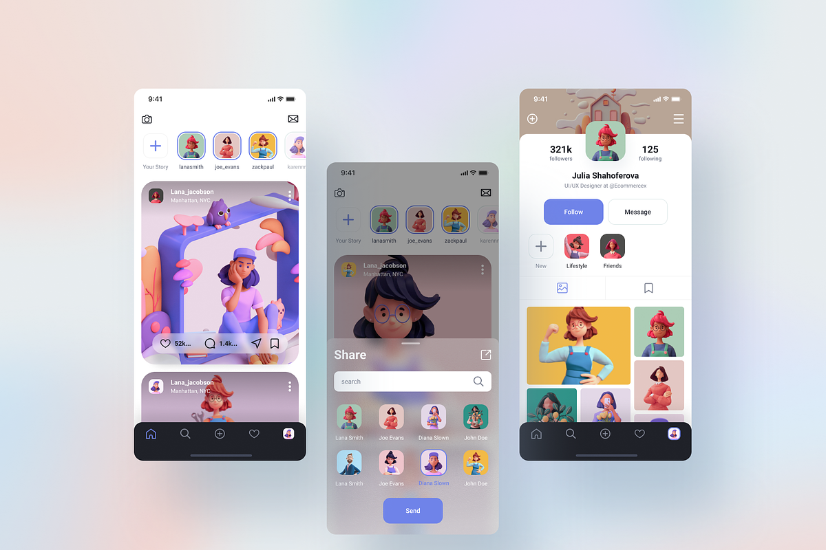Social Media UI Kit (for Figma), an UI Kit Template by Julia Shagofferova