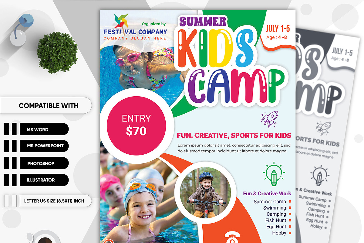 Kids Summer Camp Flyer | Ms Word, a Flyer Template by Imagine Design Studio