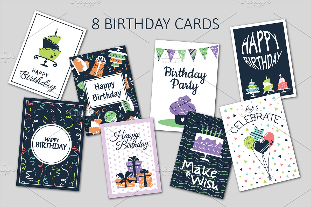 Happy Birthday Set, an Object Illustration by Naiadin | Creative Market