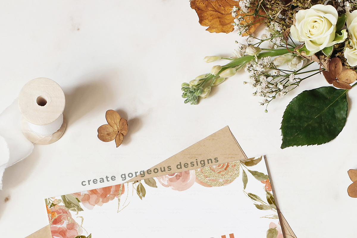 Peach Orange Fall Floral Clipart PNG, an Illustration by Essem Creatives