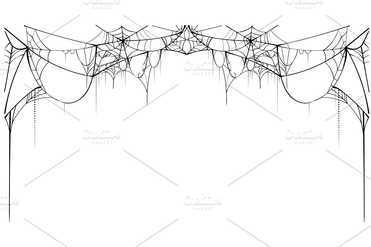 Black torn spider web on white, an Object Graphic by orensila