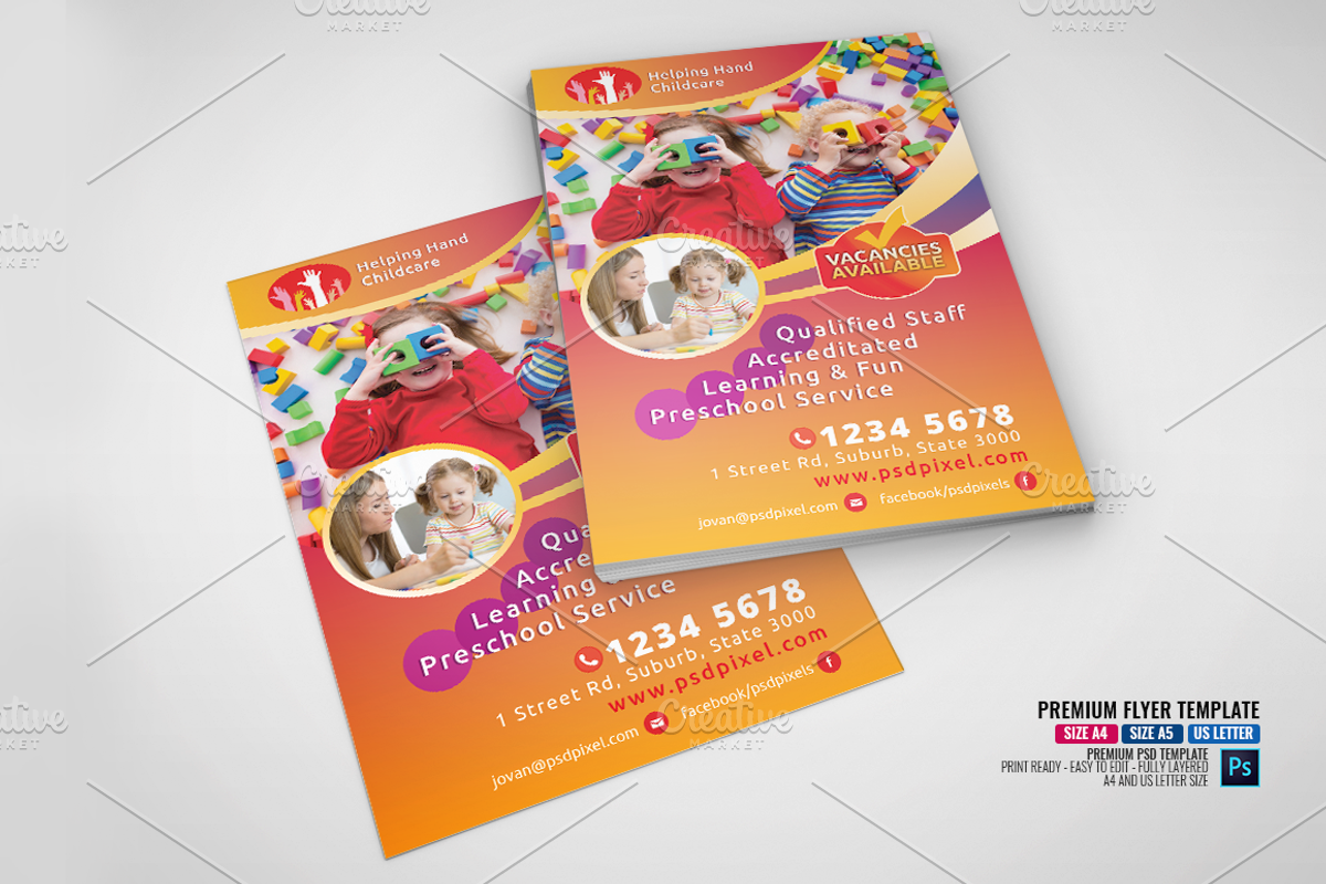 Child Care Center Flyer, a Flyer Template by PSDPixel