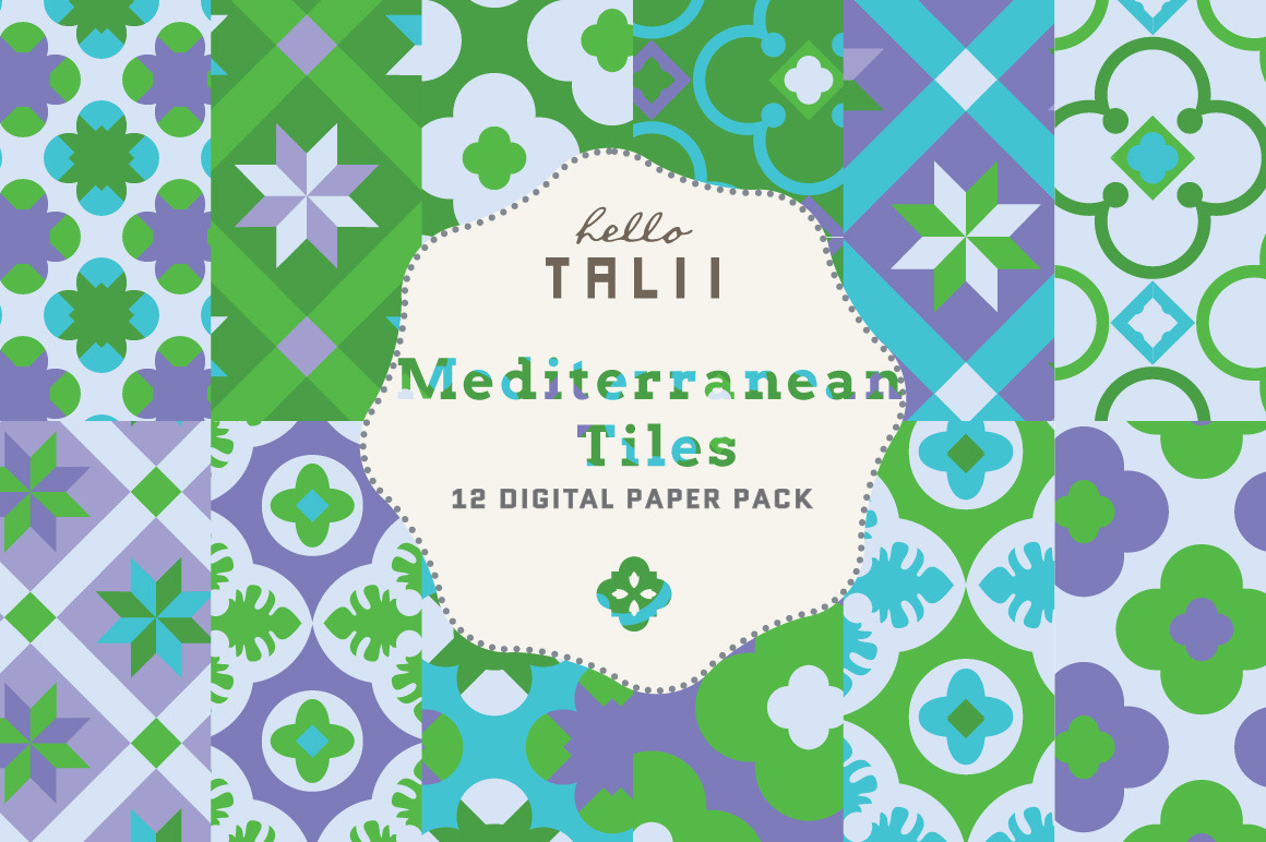 Mediterranean Tiles Digital Papers, a Pattern Graphic by Hello Talii