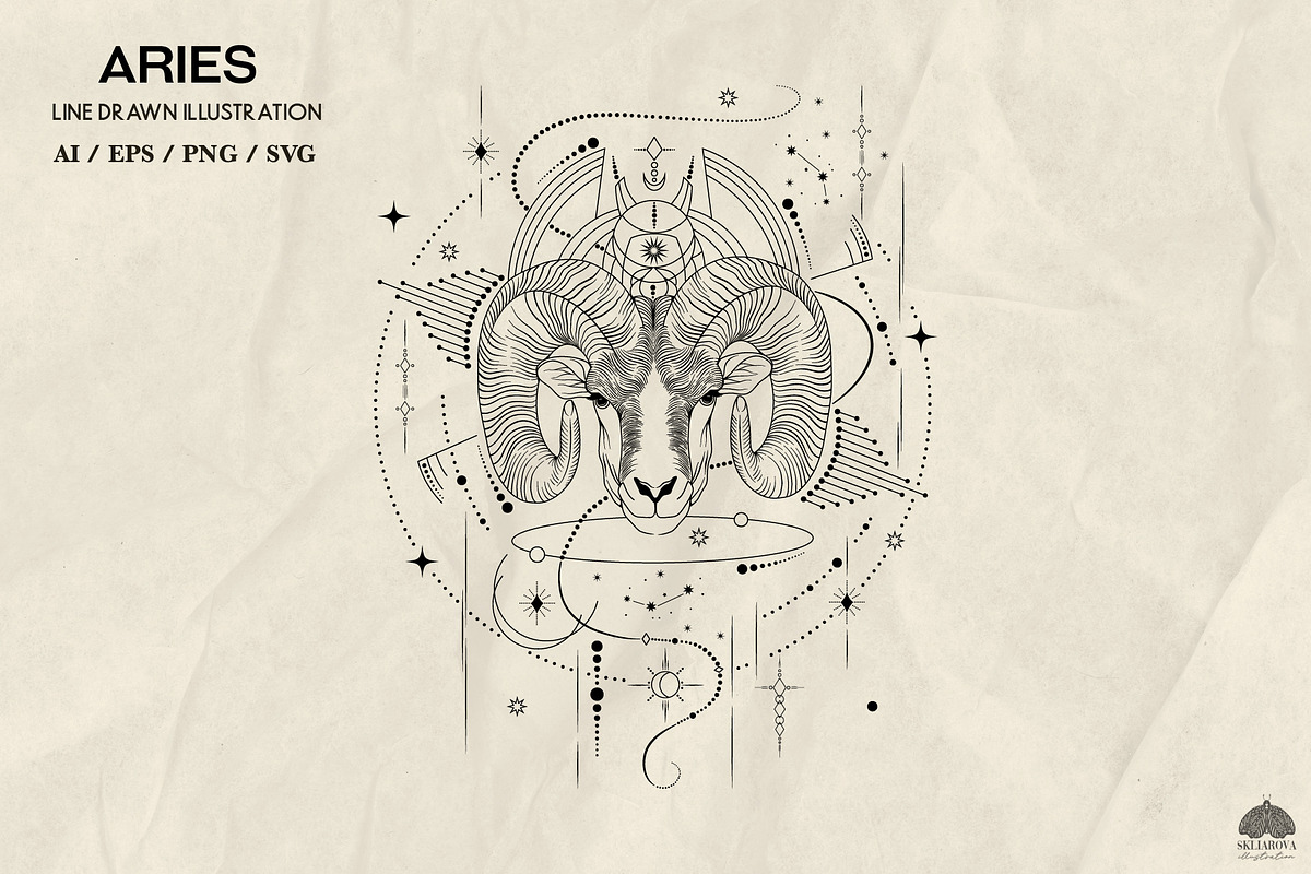 Zodiac signs line art + Procreate, a Decorative Illustration by Skliarova