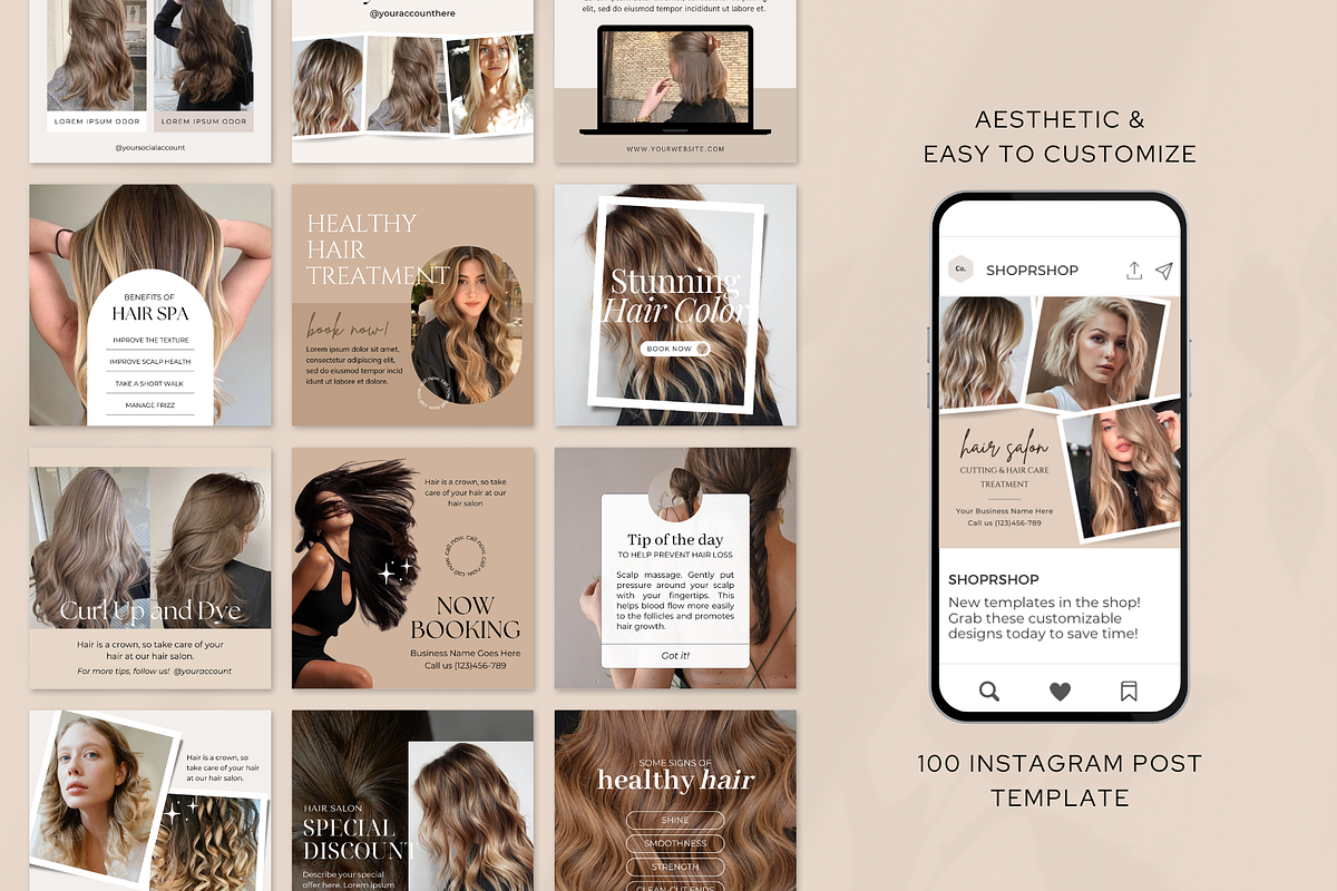 Hair Salon Instagram Post Template, a Social Media Template by ...