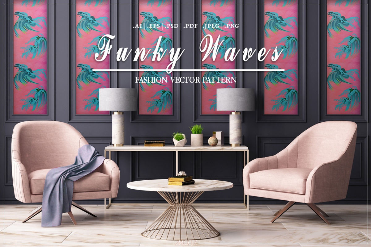 Funky Waves | Vector Pattern, a Pattern Graphic by AALofts Design