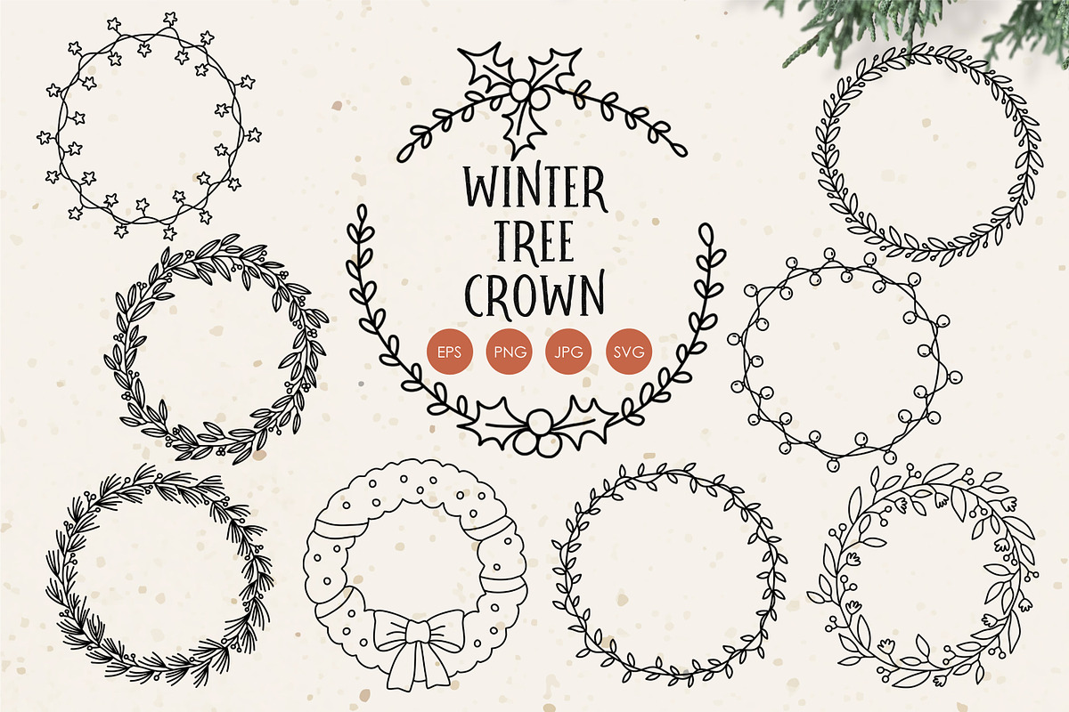 Christmas tree crown clipart, an Illustration by ⋒DesignECShop⋒ ...