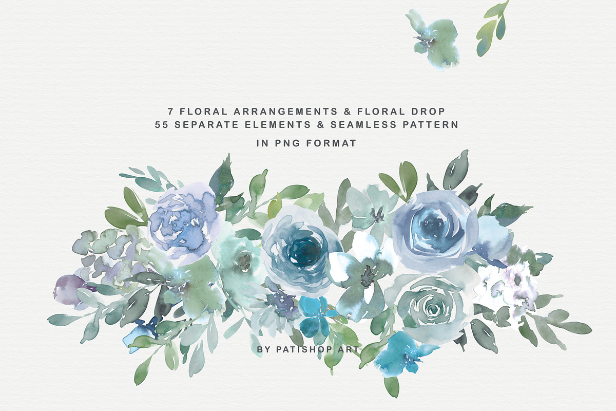 Pale Watercolor Floral Clipart Set, a Decorative Illustration by ...