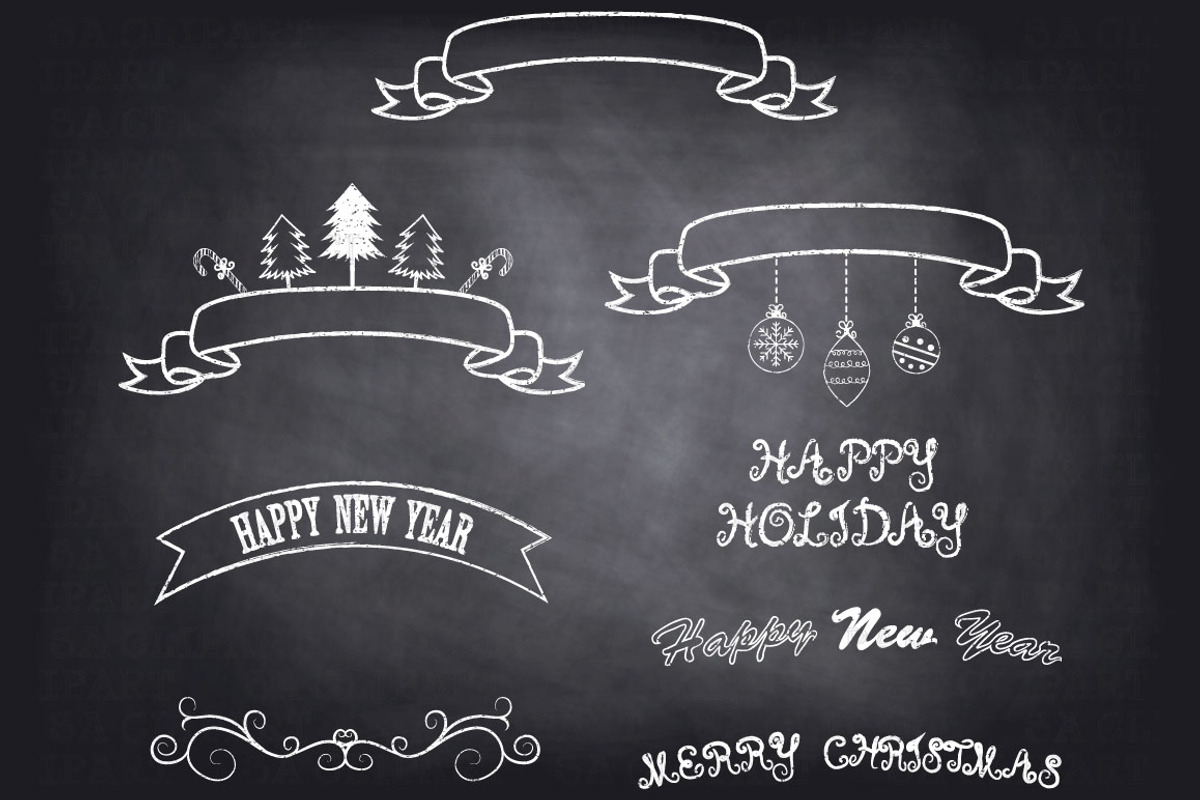 Chalkboard Christmas Clipart, an Illustration by SA ClipArt