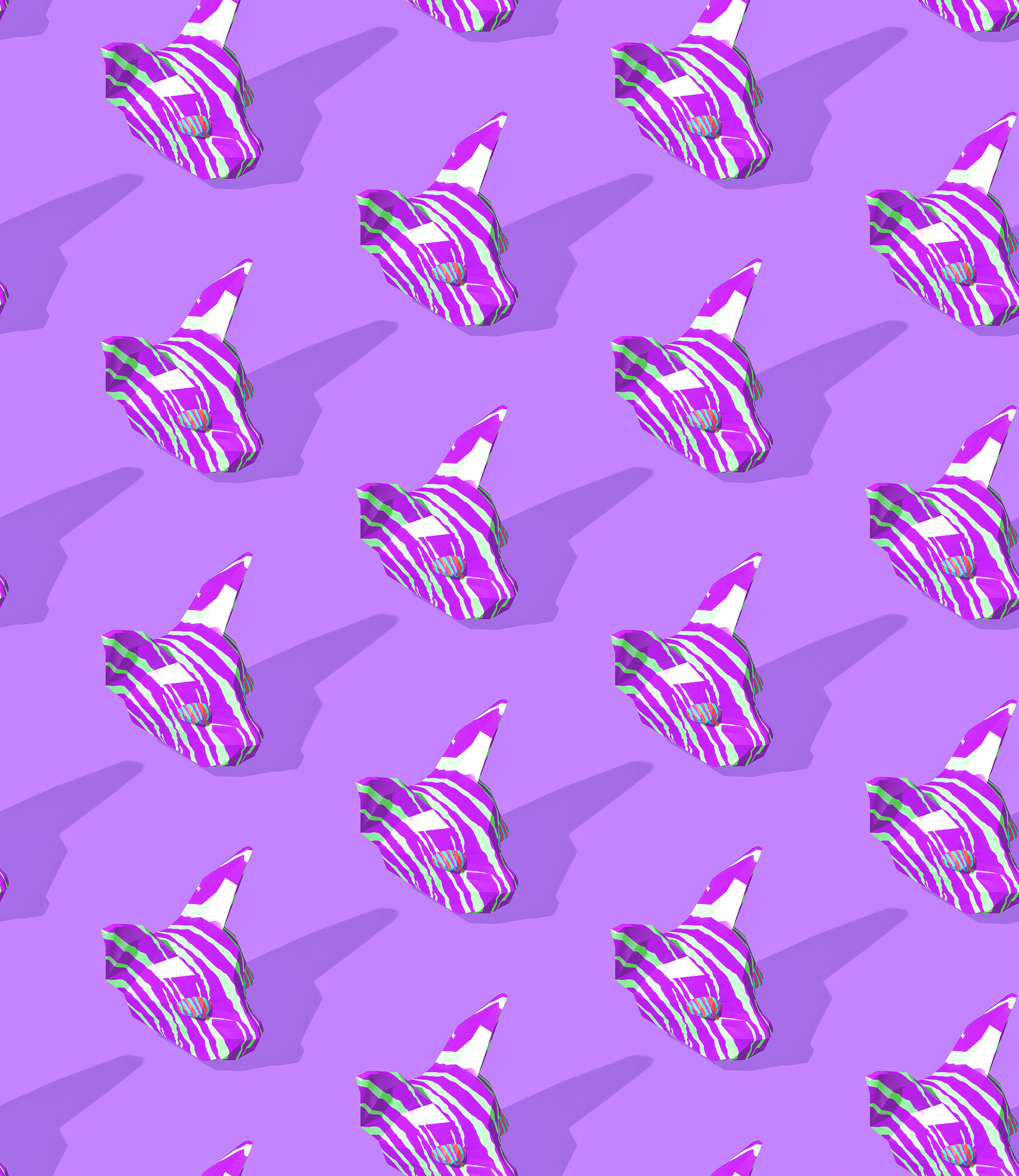 Seamless isometric 3d render pattern. Minimal design. Cat creat, an ...