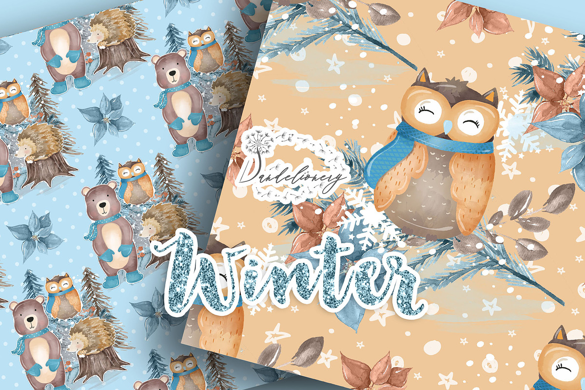 Winter Animals design, a Pattern Graphic by designloverstudio