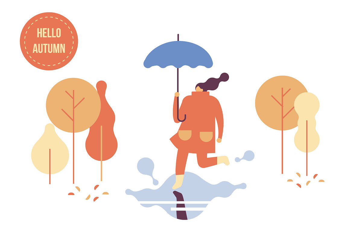 Autumn People Vector Set, a Seasonal Illustration by Vector_Art