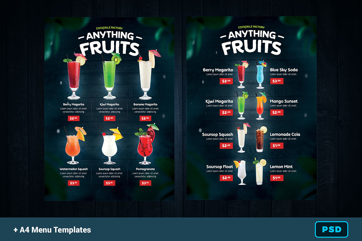 Beverage/Drink Flyer + Menu Bundle, a Flyer Template by Bornx Design