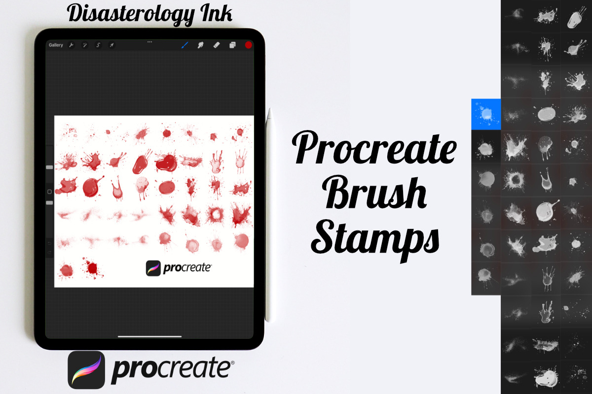 Blood Splatter Set 1 Procreate Brush, a Brush Add-On by Disasterology Ink