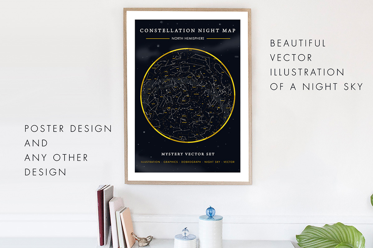 Night Sky with Constellations, an Object Graphic by DOBROGRAPH