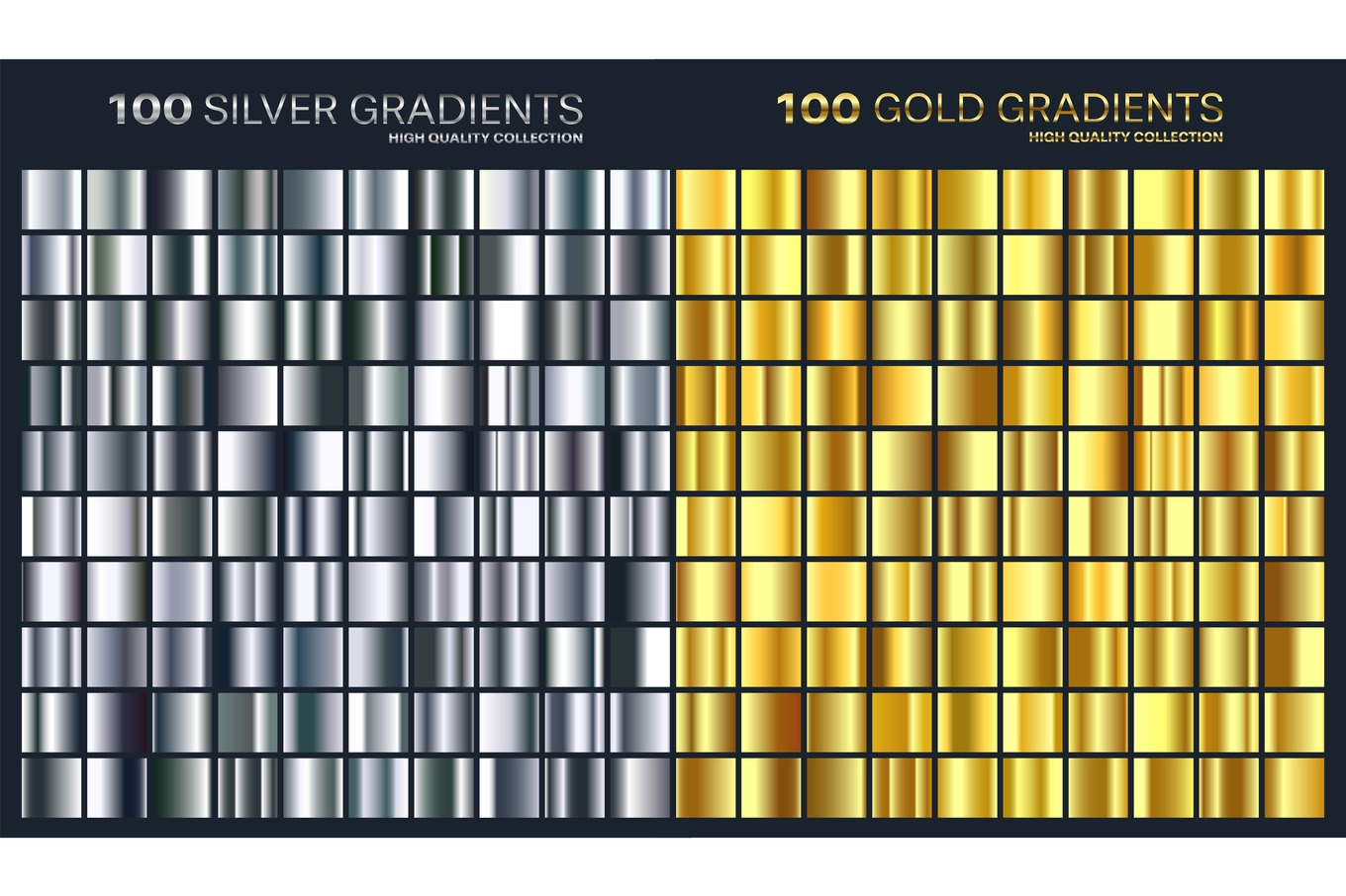 Gold,silver gradient,pattern,template.Set of colors for design ...