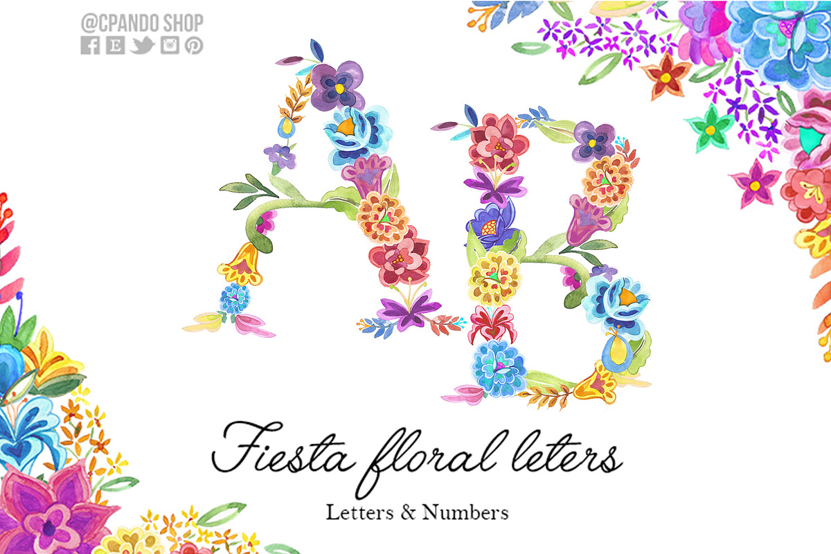 Fiesta floral alphabet clip art, a Graphic by CpandoShop