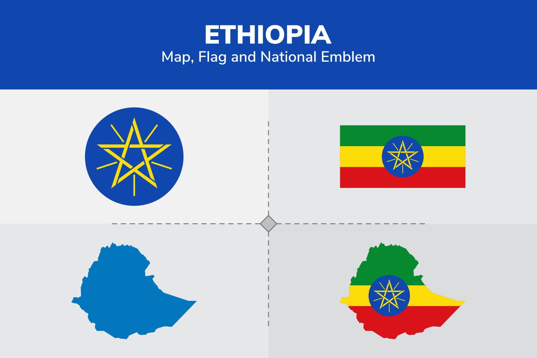 Ethiopia Map, Flag & National Emblem | Object Illustrations ~ Creative ...