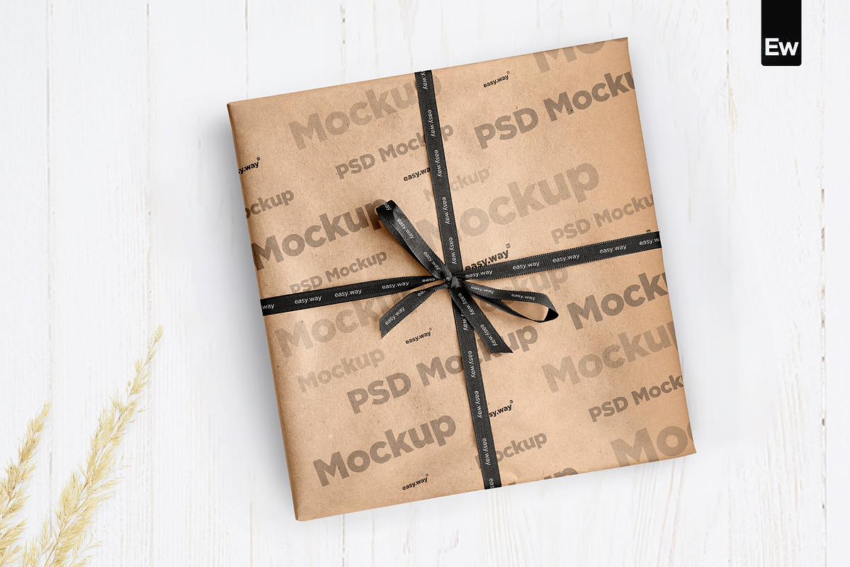 Gift Box in Wrapping Paper Mockup, a Packaging Mockup by easy.way